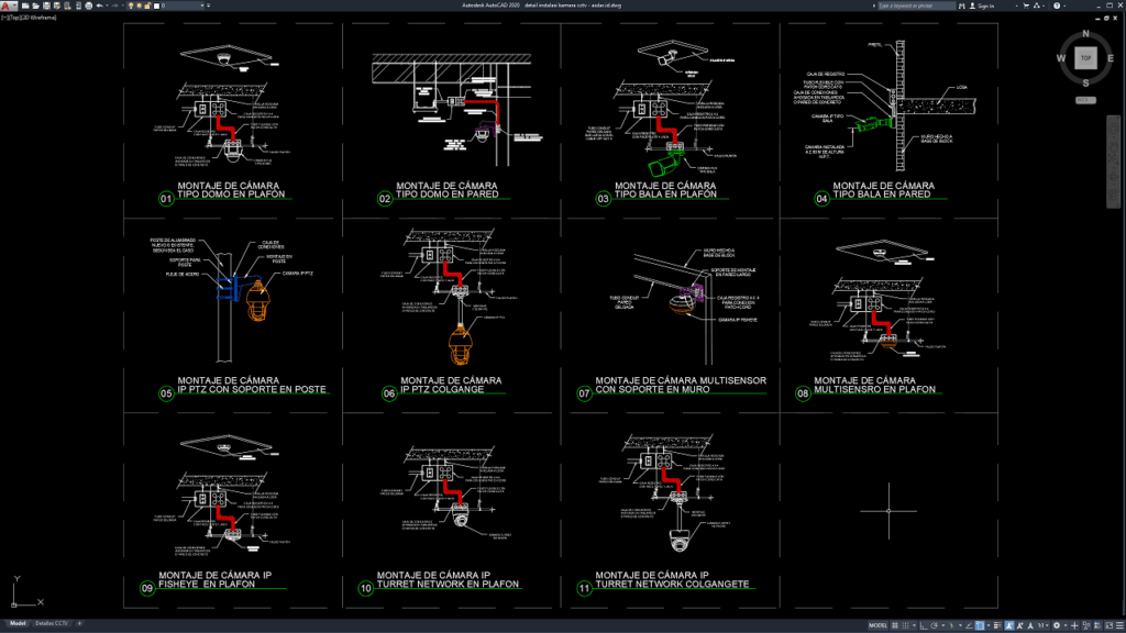 Download Gambar Detail Instalasi Kamera CCTV DWG AutoCAD - Asdar Id