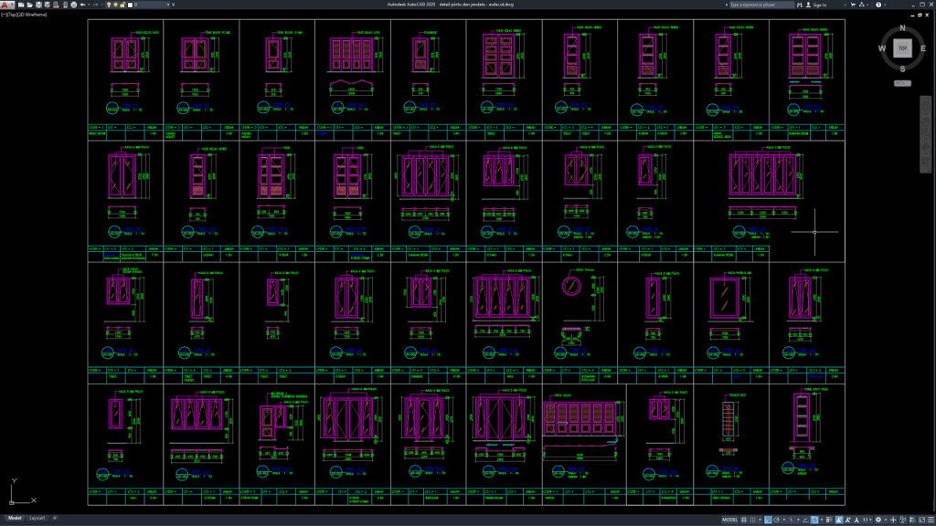 Download Gambar Detail Pintu dan Jendela DWG AutoCAD - Asdar Id