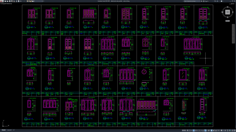 Download Gambar Detail Pintu dan Jendela DWG AutoCAD - Asdar Id