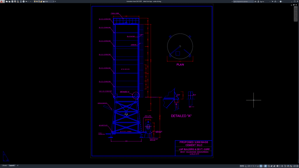 Download Gambar Detail Silo Baja DWG AutoCAD - Asdar Id
