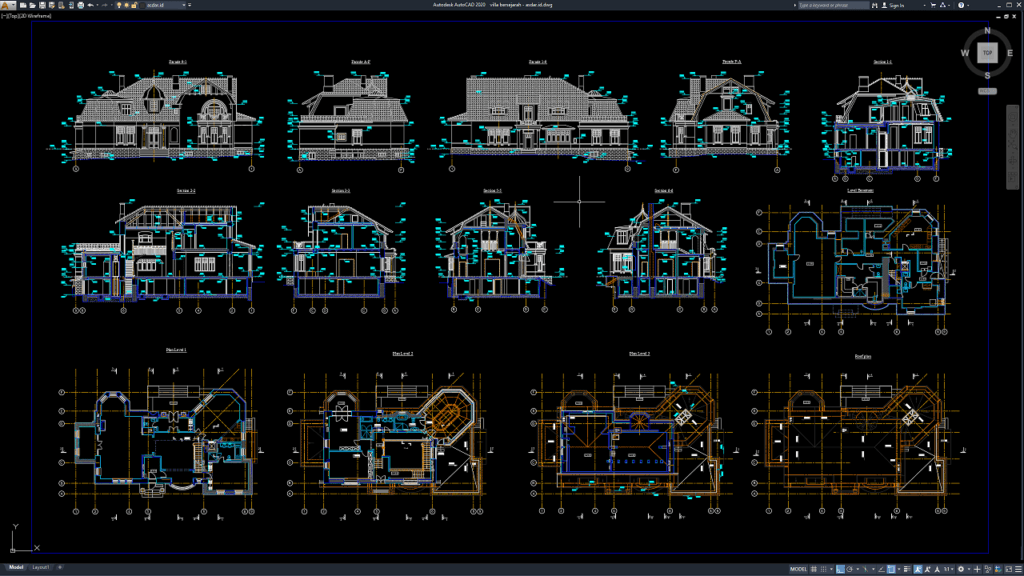 Download Gambar Villa Bersejarah 3 Lantai DWG AutoCAD - Asdar Id