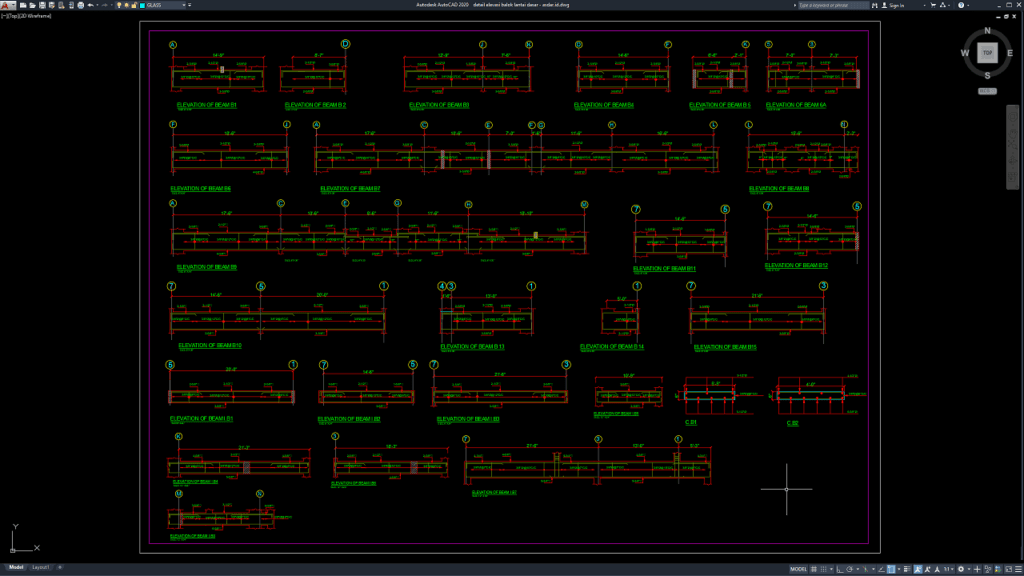 Download Gambar Detail Elevasi Balok Lantai Dasar DWG AutoCAD - Asdar Id