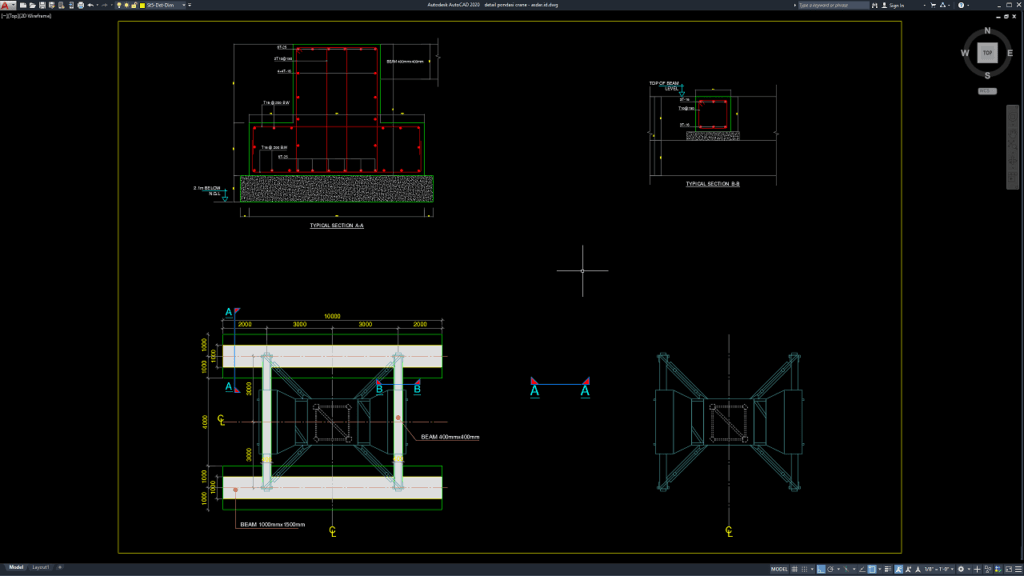Download Gambar Detail Pondasi Crane DWG AutoCAD - Asdar Id