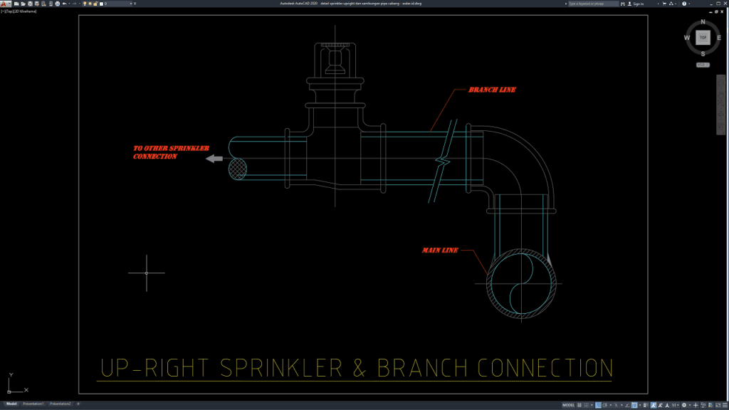 Download Detail Sprinkler Upright dan Sambungan Pipa Cabang DWG AutoCAD ...